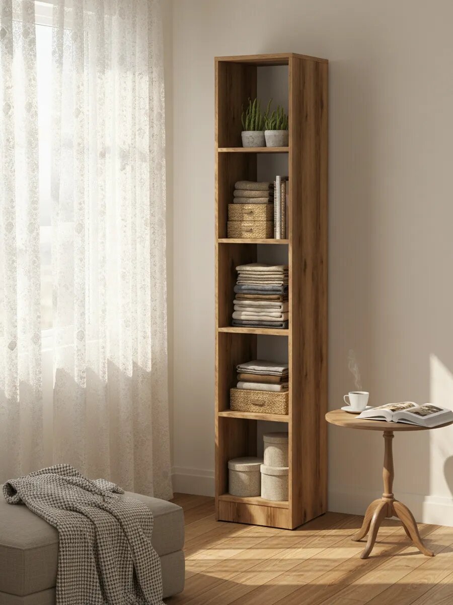 Шкаф пенал FRESTER деревянный с полками в спальню балкон, от производителя