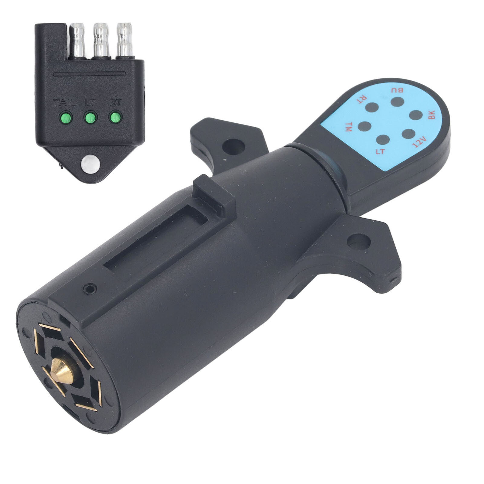 7 Way Trailer Light Adapter Trailer Connector Plug Wiring Adapter with 4 Pin Flat LED Indicator