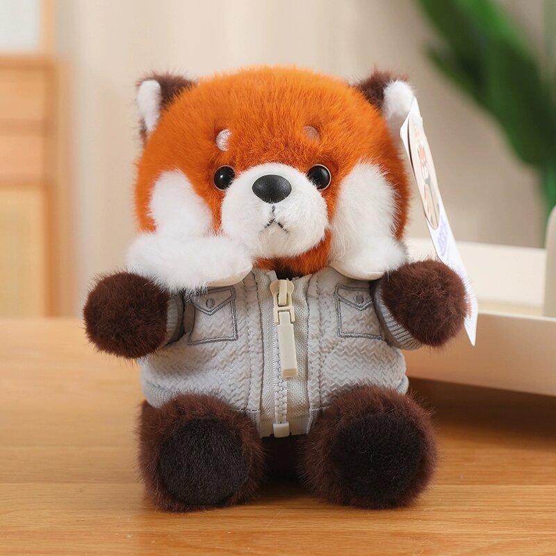 Милая красная кукла панда, кукла енот, плюшевая игрушка, тряпичная кукла, животное, украшение для рабочего стола,