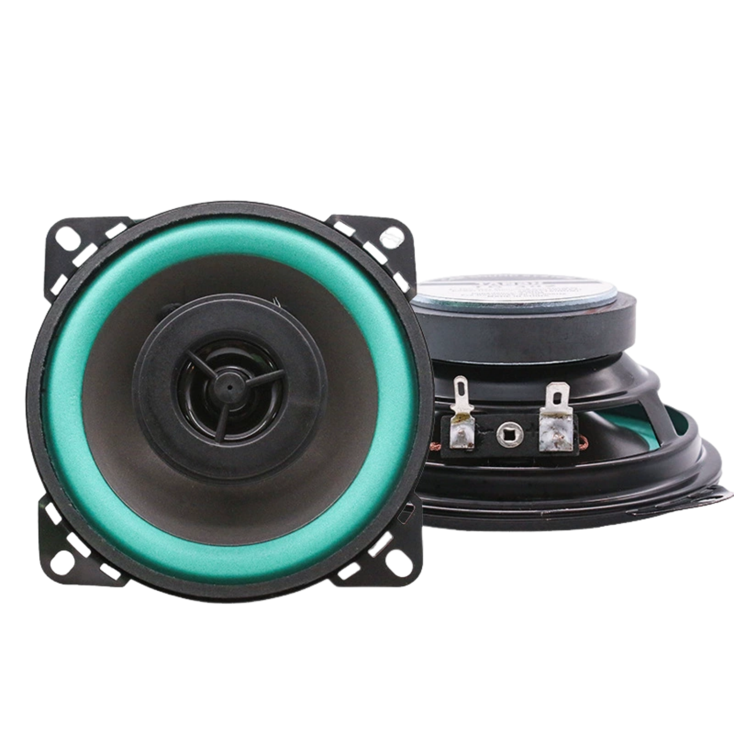 4 Inch 100Watts(max)-50Watts(nom) Universal Car HiFi Coaxial Speaker Vehicle Door Auto Audio Music Stereo Full Range Frequency Loudspeaker с Bass 102mm x 102mm, Installation depth 47mm, Product Weight 270 G, Product Dimensions 150*150*50 MM, Package