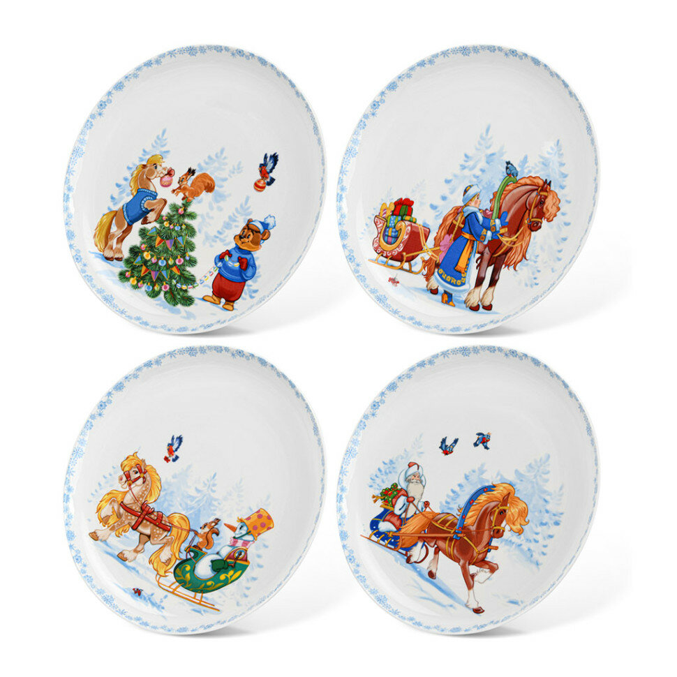 16037 FISSMAN Набор из 4 тарелок 20см С Новым годом! (фарфор)