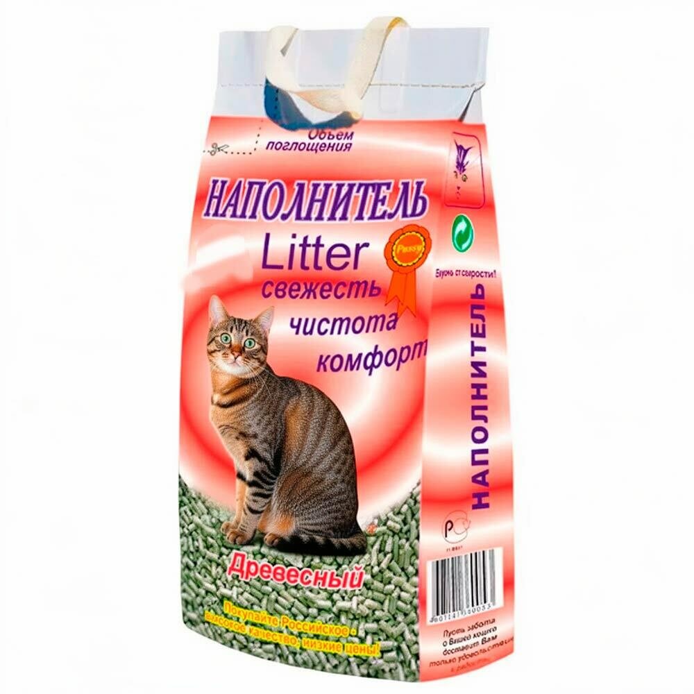 Наполнитель древесный для кошачьего туалета 4.5л, экологичный, Absorбция, Россия