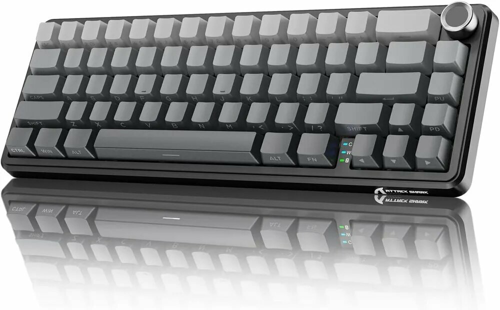 ATTACK SHARK Игровая клавиатура беспроводная X66, Английская раскладка, темно-серый, светло-серый