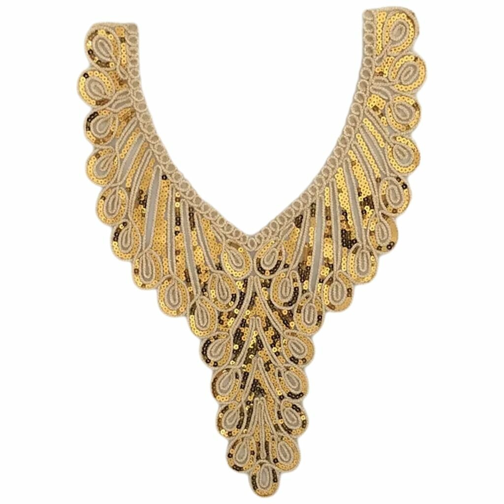 Элегантный вышитый кружевной воротник, декольте, аппликации, отделка с блестками, пришивные нашивки в этническом стиле для модных женщин