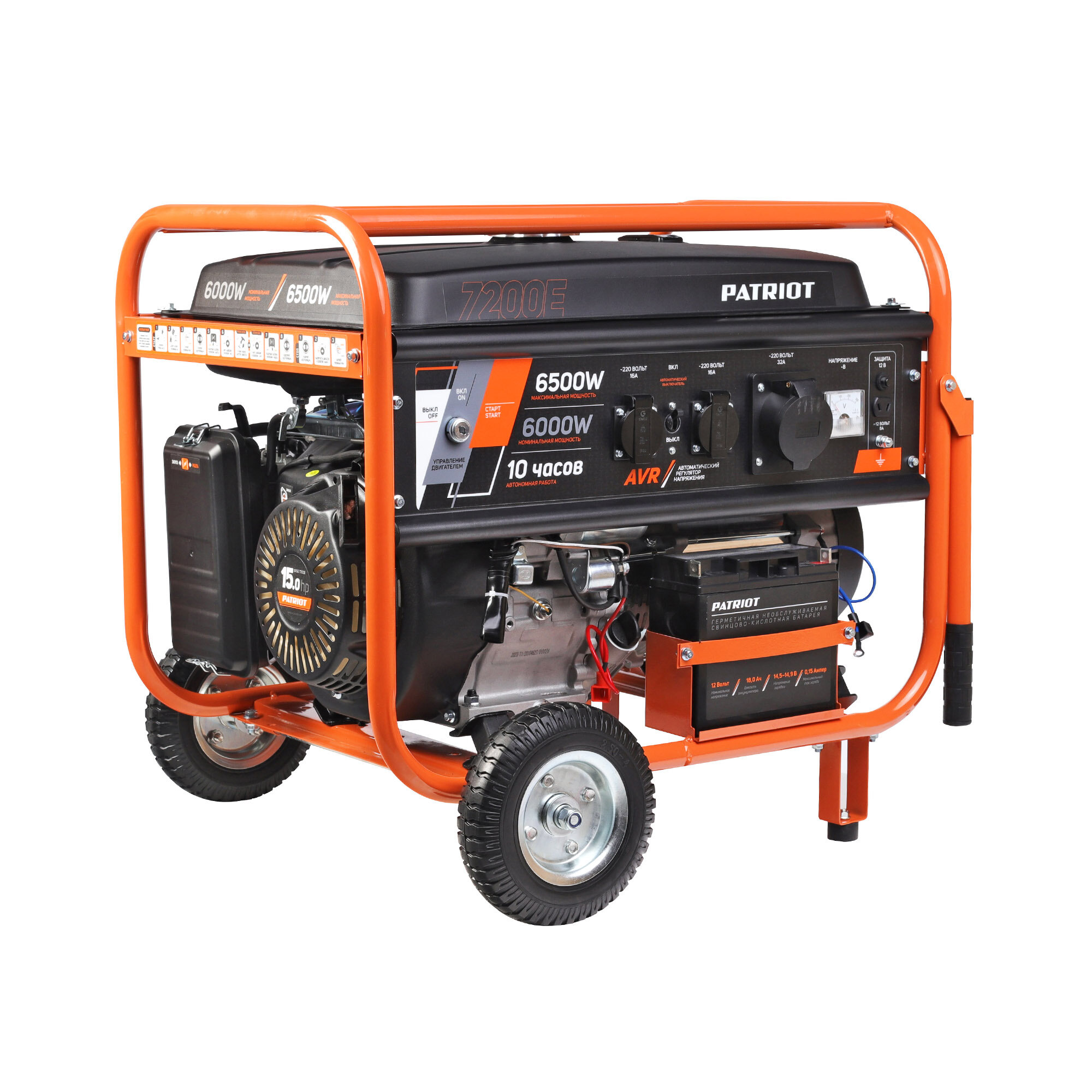 Генератор Patriot SRGE 7200E бензиновый, 6,5/6 кВт, двигатель 420 см³/14 лс 474103188