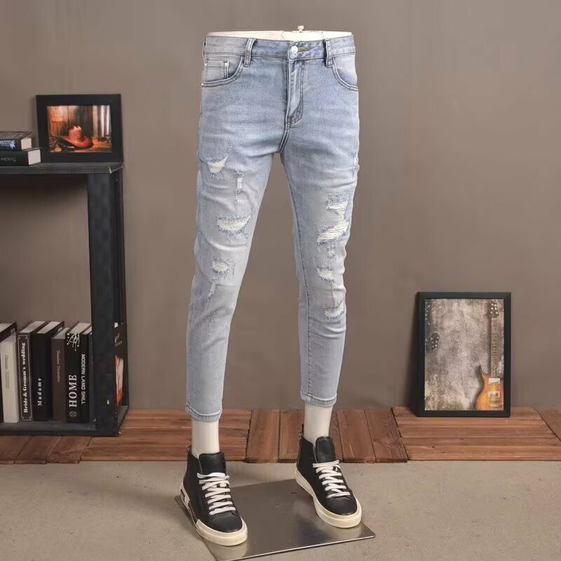 Тренд RONG CH Мужские Джинсы Зимние Меховые Стрейт Слим Теплые Деним, Размер_34