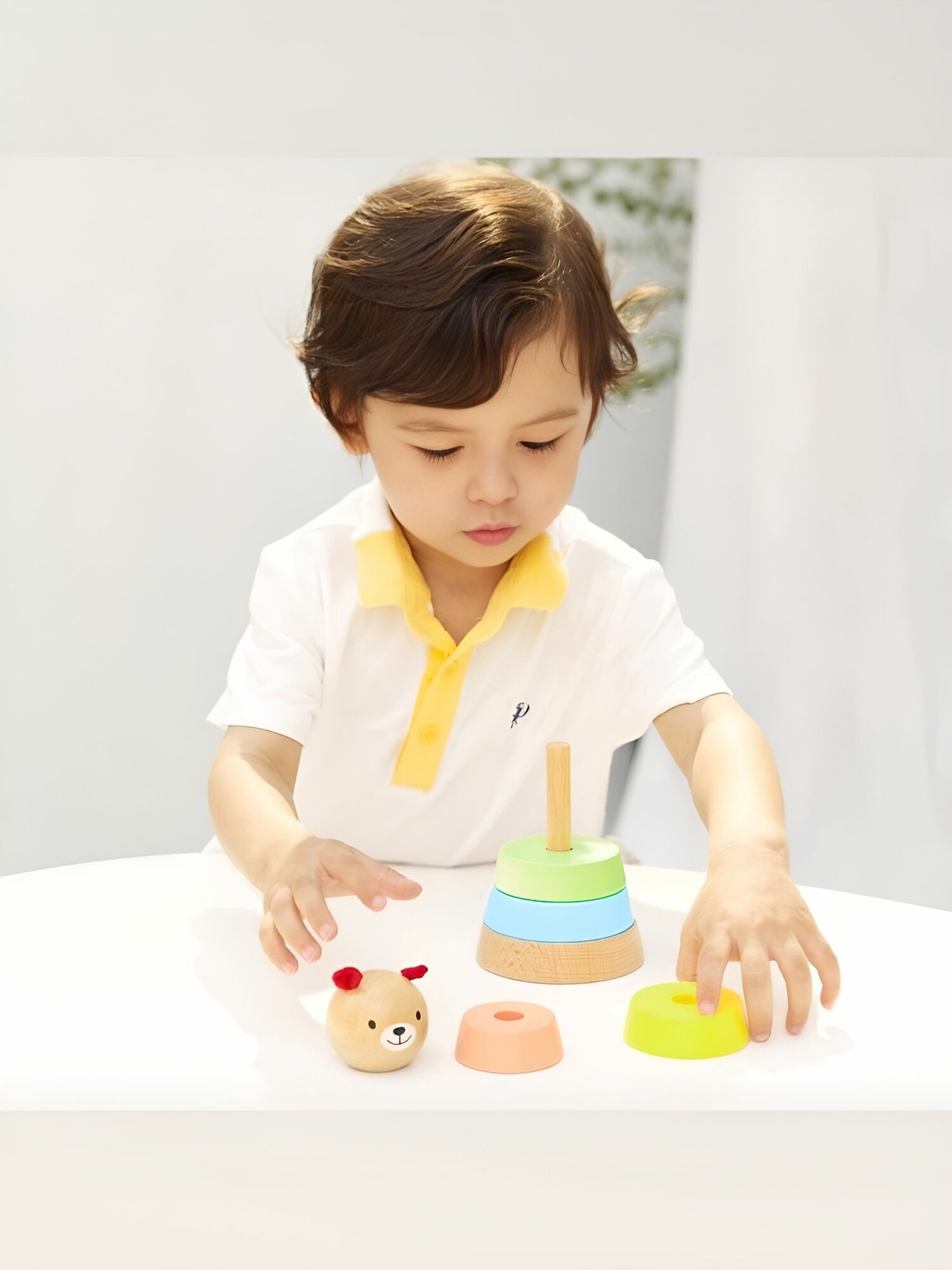 CLASSIC WORLD Пирамидка Медвежонок деревянная развивающая игрушка для детей от 1 года