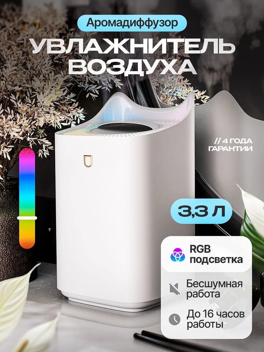 Настольный увлажнитель воздуха Xiaomi / Ультразвуковой увлажнитель с подсветкой для дома мини UV5-K7-25