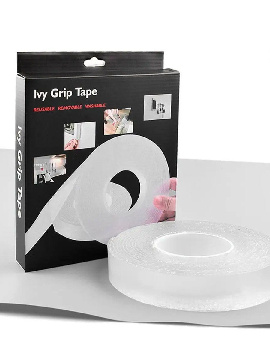 Двухсторонняя прозрачная клейкая лента многоразовая, прочная, многоразовая, скотч двухсторонний, длина 1 метр