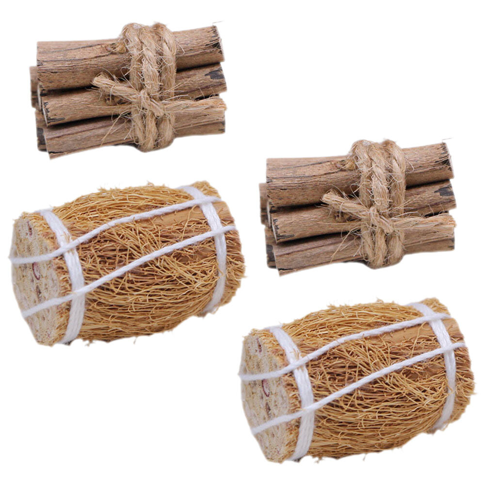 Декоративные Мини-Дрова И Стог Сена Из Дерева, 1 Набор (4 Шт) Для Зимней Сцены
