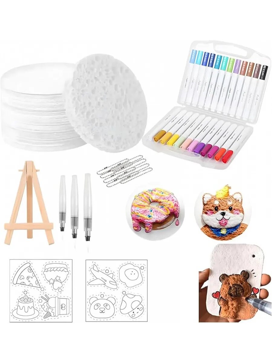Набор для рисования на холсте Magic Fluffy Pigment 3D, кисть