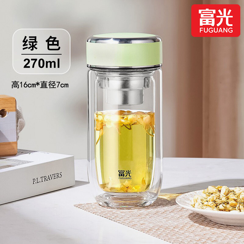 Двухслойная стеклянная чашка Fuguang, нерегулярная чашка в форме гусиного яйца, чашка для чая для мужчин и женщин, термостойкая утолщенная чашка для воды, оптовая печатная подарочная чашка