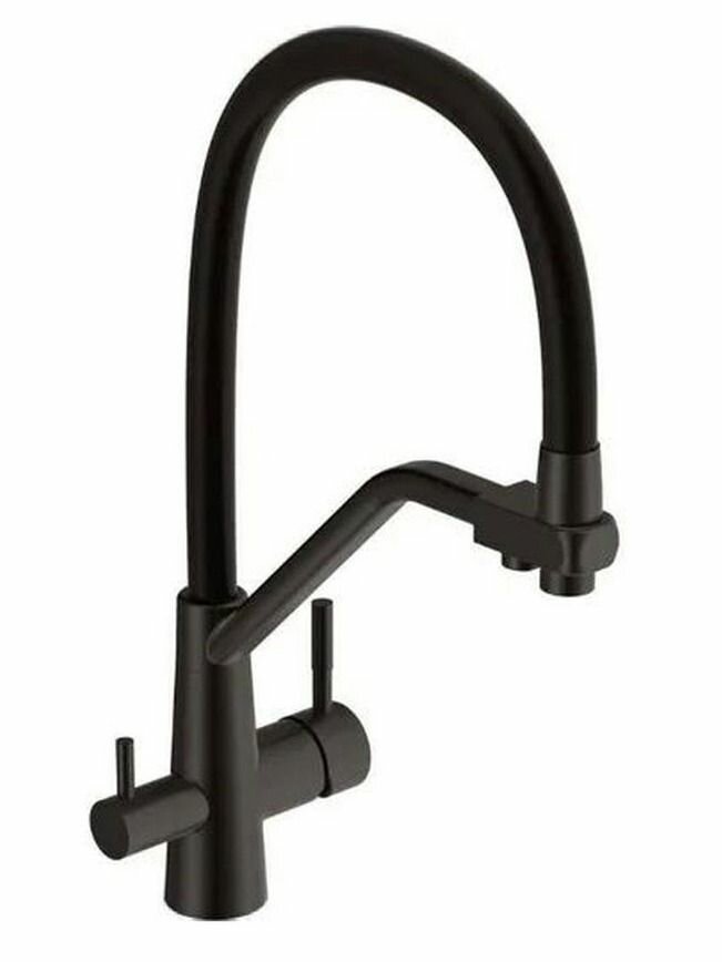 Смеситель для кухни Cersanit Vivo однорычажный с фильтром, с гибким изливом, черный матовый