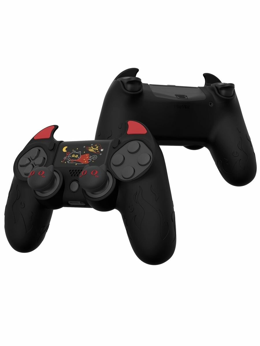 PlayVital Чехол Cute Demon для геймпада PS4 Slim/Pro силиконовый антискользящий Kawaii чехол