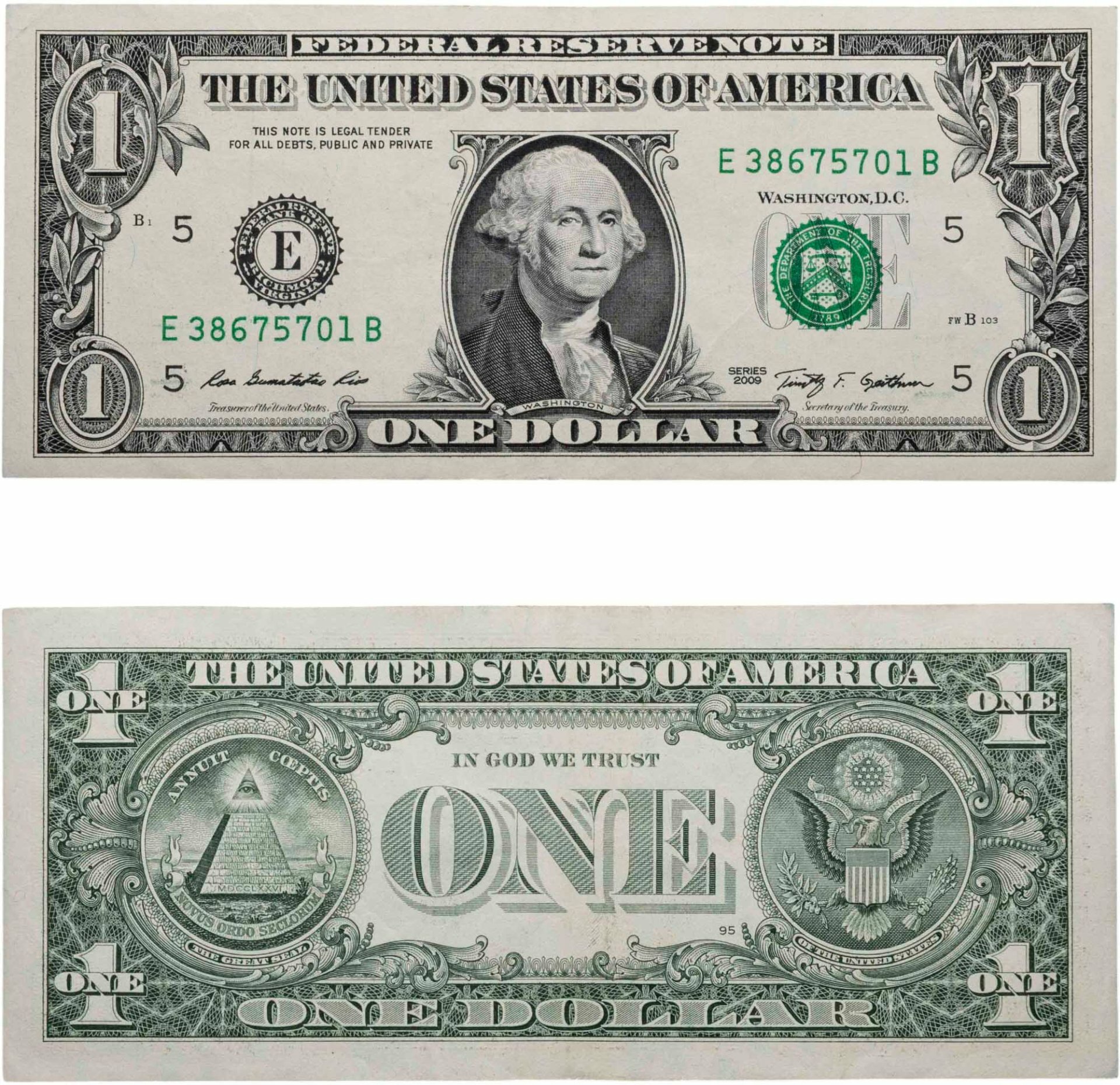 США 1 доллар 2009 год Pick 530 Е-Ричмонд