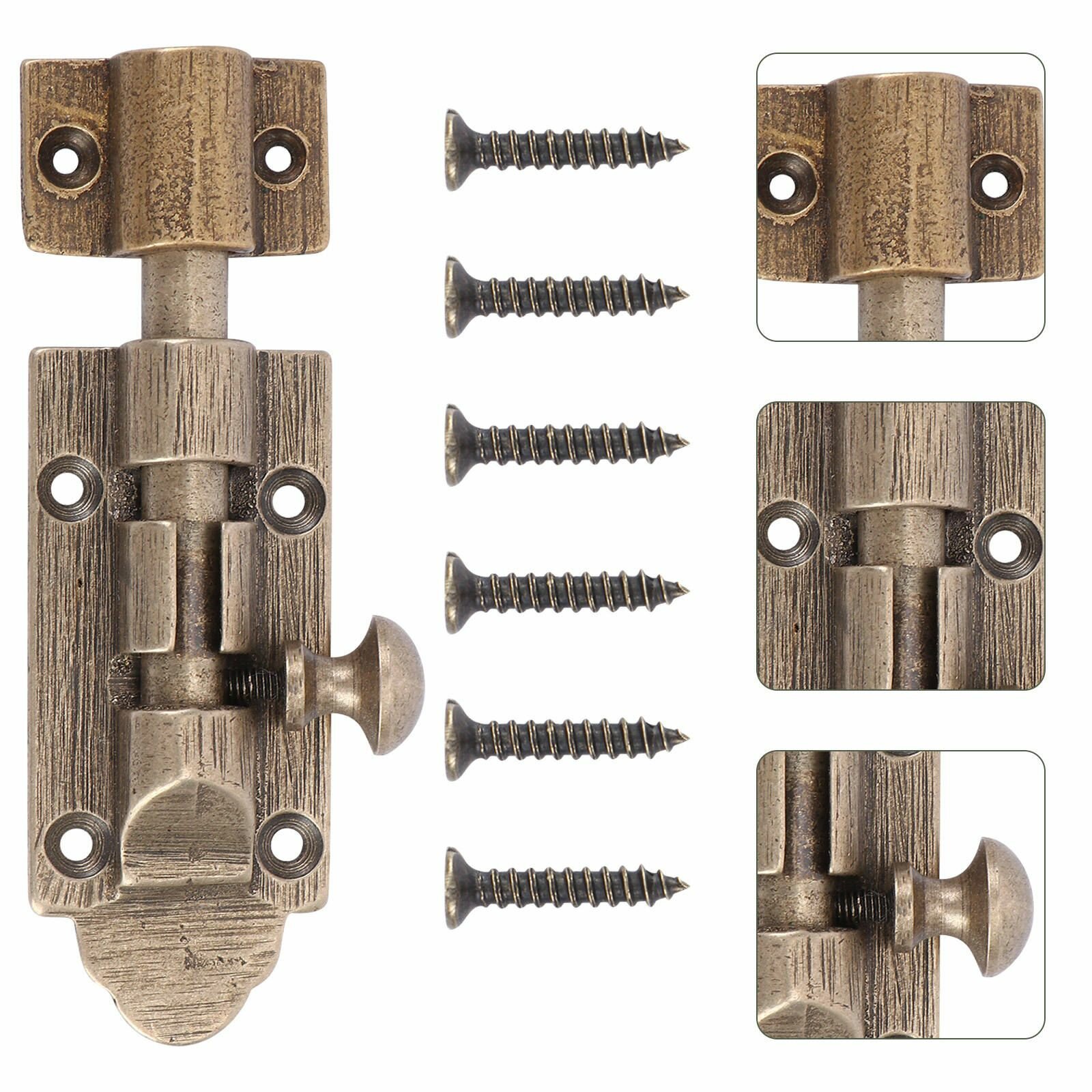 Дверной латунный засов ретро дизайна для деревянных дверей с монтажными винтами