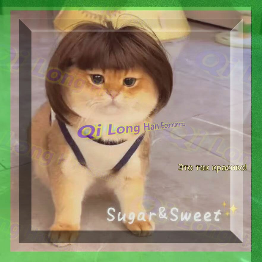 Кошачий парик, шерсть домашней кошки, собачья бахрома, реалистичная шерсть, забавный серый парик