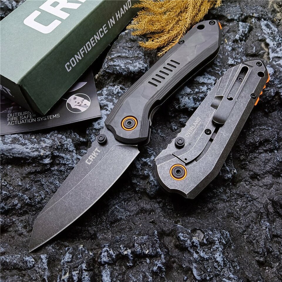 Тактический складной нож CRKT 6280 для активного отдыха, лезвие из стали 8Cr13MoV, рукоять из стали 420 + углеродного волокна/зеленая рукоять G10, для охоты и самообороны