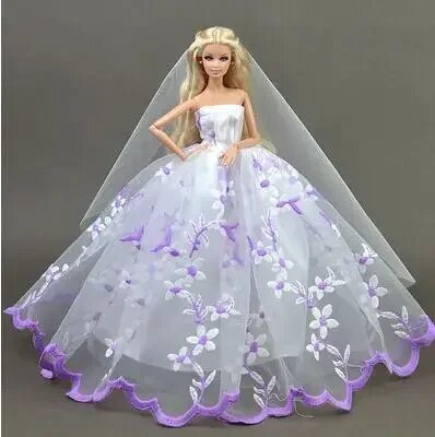 Платье для кукол Barbie, сиреневое, LX266A