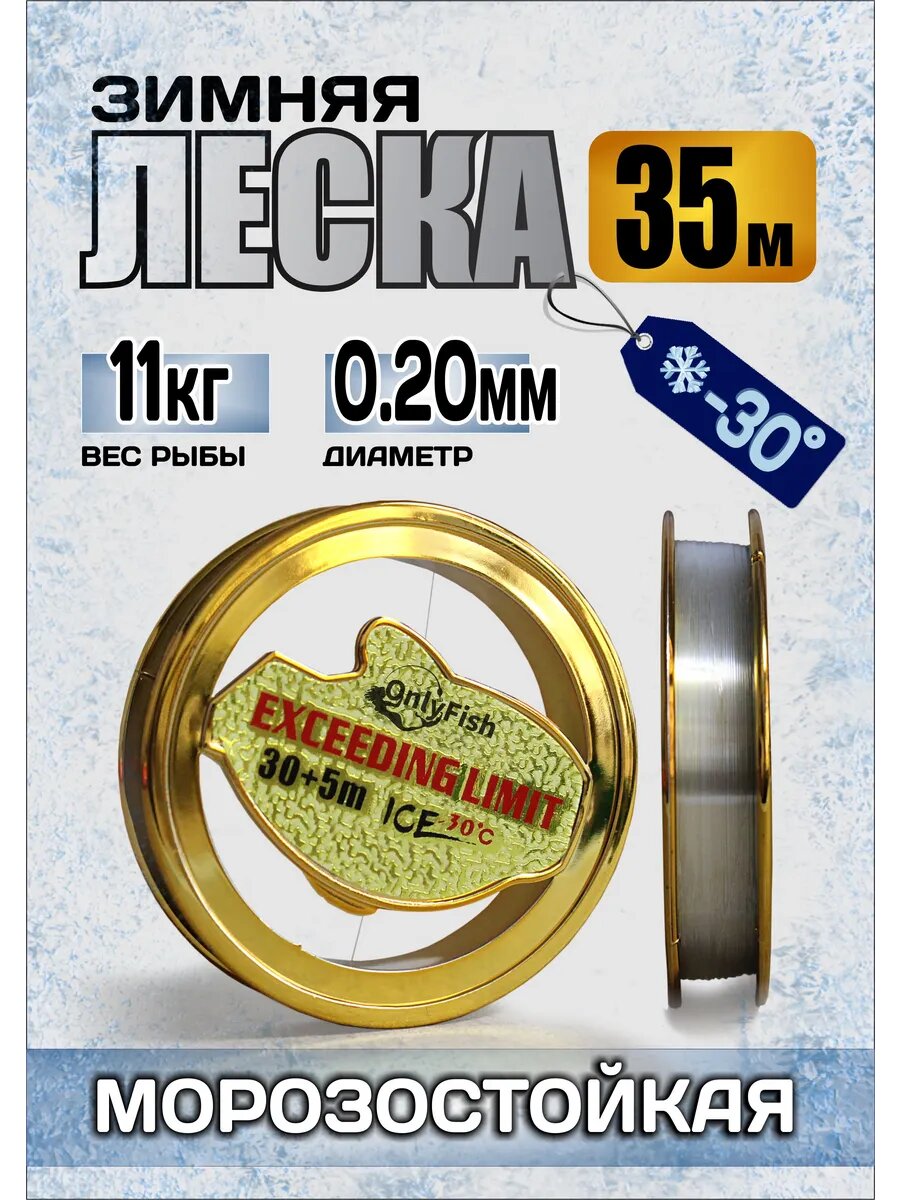 Леска для зимней рыбалки на хищника ICE LINE 35 (0.20 мм)