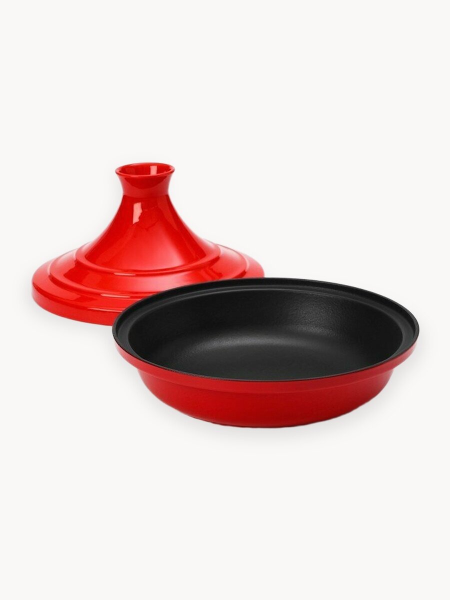 Сковорода-тажин чугунная эмалированное покрытие, цвет красный