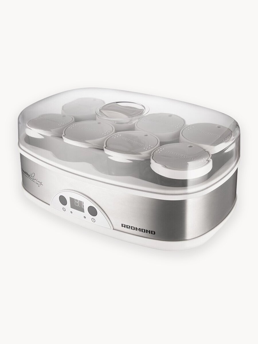 Йогуртница с баночками редмонд RYM-M5401-E, 8 стеклянных баночек, металлический корпус, автоотключение, сигнал, таймер