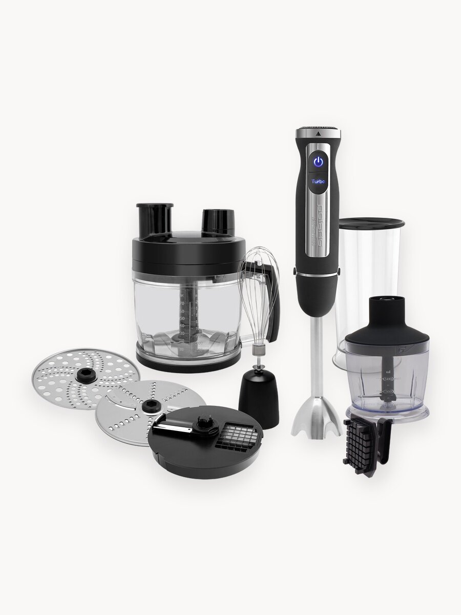 Погружной блендер Polaris PHB 1589AL CUBE, 7 в 1, 30 скоростей с плавной регулировкой, чёрный