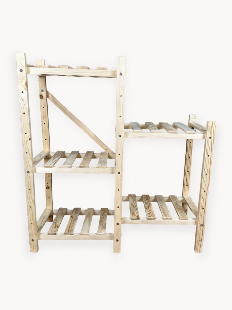 Стеллаж деревянный для дома 68х63х23 см / Этажерка деревянная на 5 полок