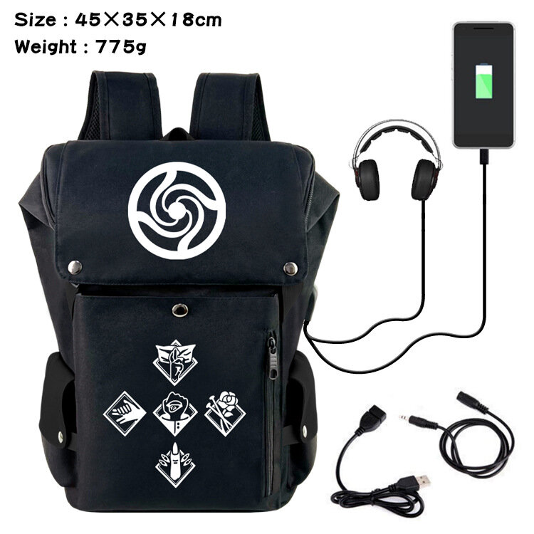 Аниме-рюкзак Jujutsu Kaisen, 45×35×18 см, 775 г, USB-порт, отделение для ноутбука, вмещает А4, для студентов и путешествий
