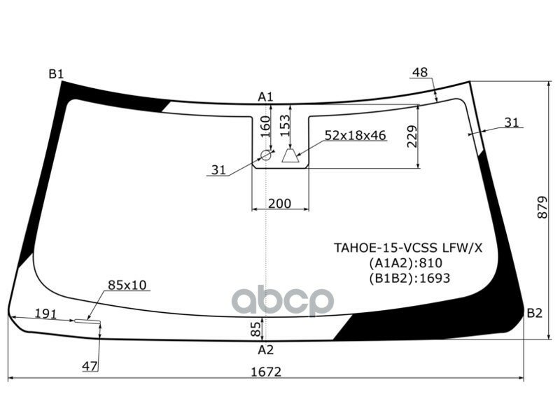 Стекло лобовое (Камера/ Датчик дождя/ Ровный низ камеры) Chevrolet Tahoe 13-21 / Cadillac Escalade 1 XYG арт. TAHOE-15-VCSS L.