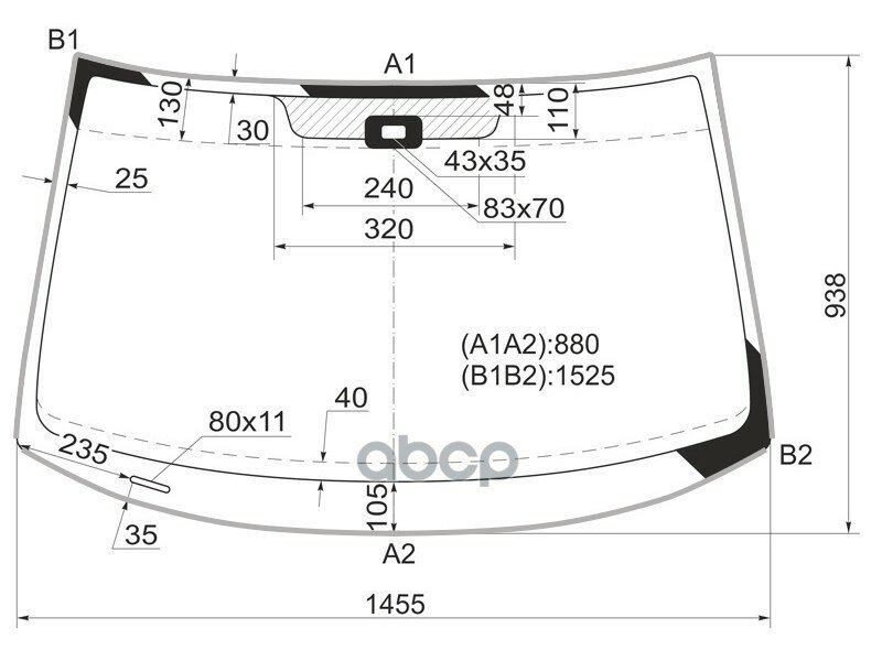 Стекло лобовое (Датчик дождя/ Молдинг) Skoda Yeti 09-14 XYG арт. YETI-VCSY LFW/X