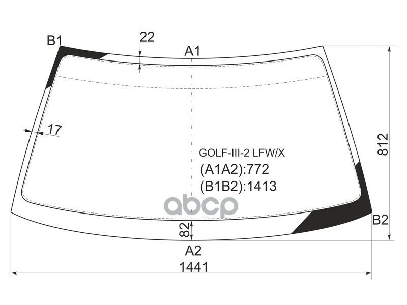 Стекло лобовое Volkswagen Golf 91-99 / Jetta 91-98 XYG арт. GOLF-III-2 LFW/X
