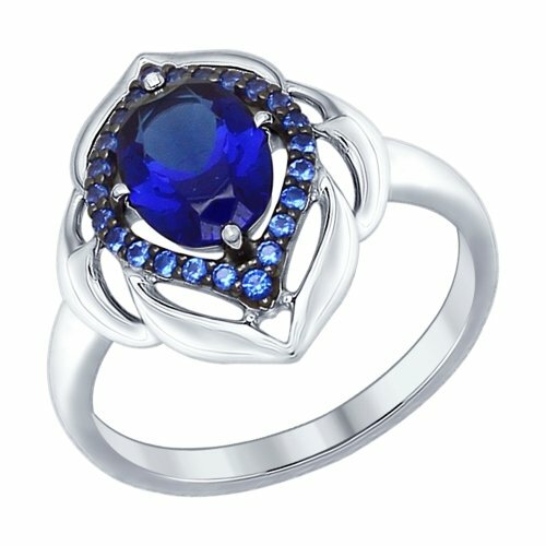 Кольцо, серебро, 925 проба, фианит, корунд