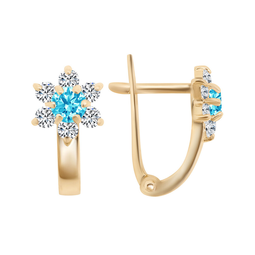 Серьги, золото, 585 проба, фианит