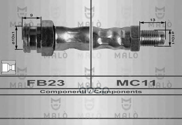Шланг тормозной задн. Alfa Romeo 145,146,155 92-01, 33 86-94, Spider 95-05, Citroen Jumper 94-, Fiat Barchetta 95-, Ducato 94-.