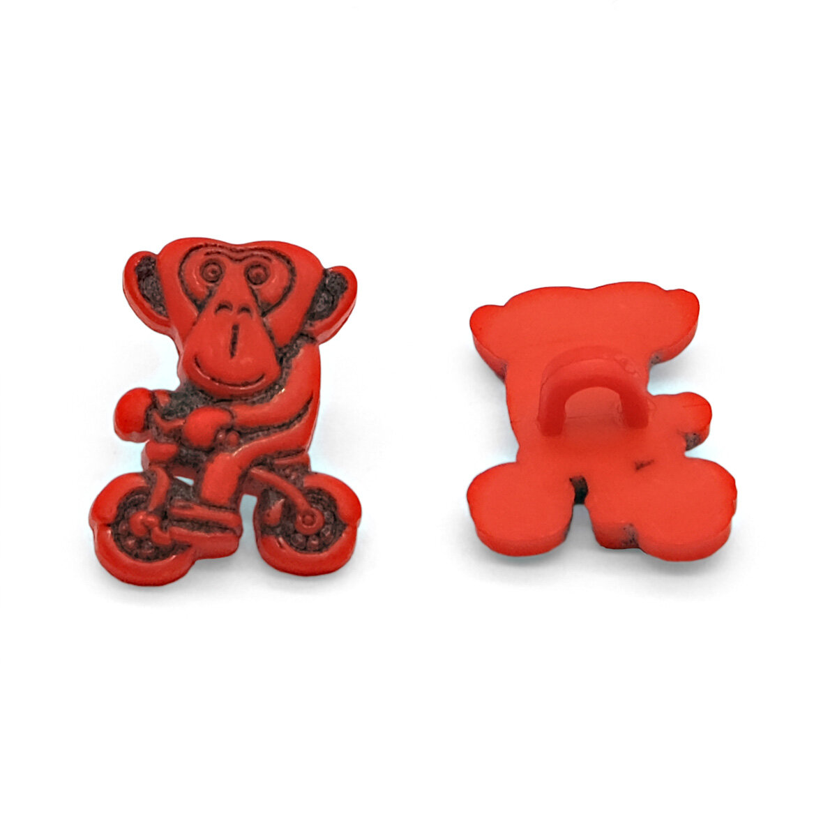 Пуговица 'Обезьяна' 34L (21мм) на ножке, пластик (157 красный), 72 шт