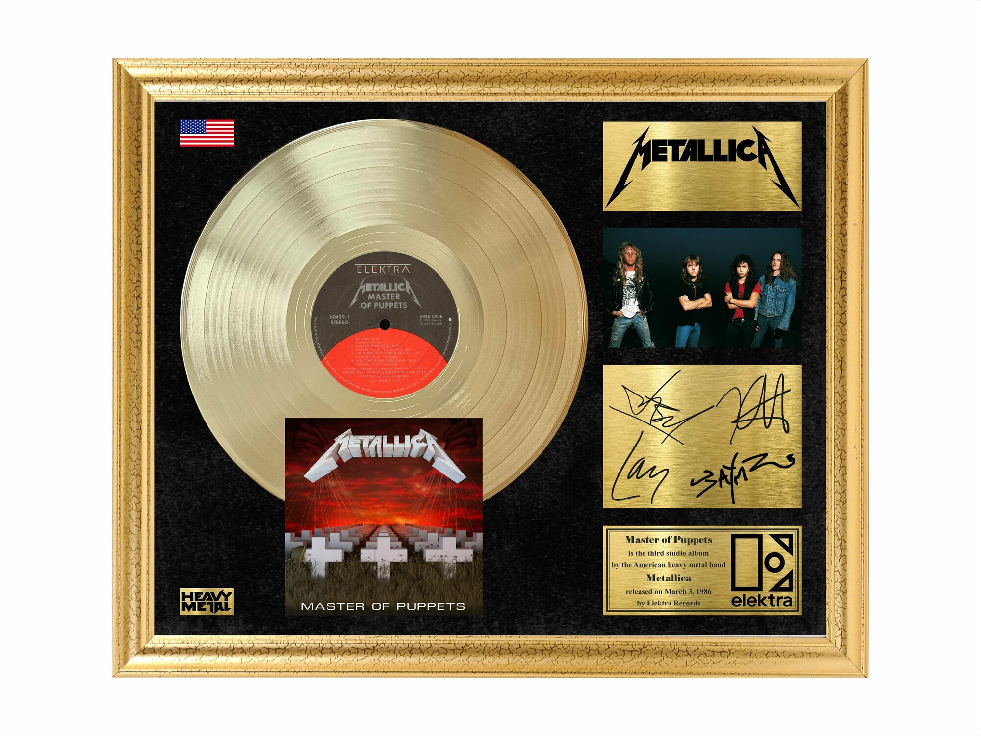 Metallica Master of puppets золотой винил в рамке 45х55см