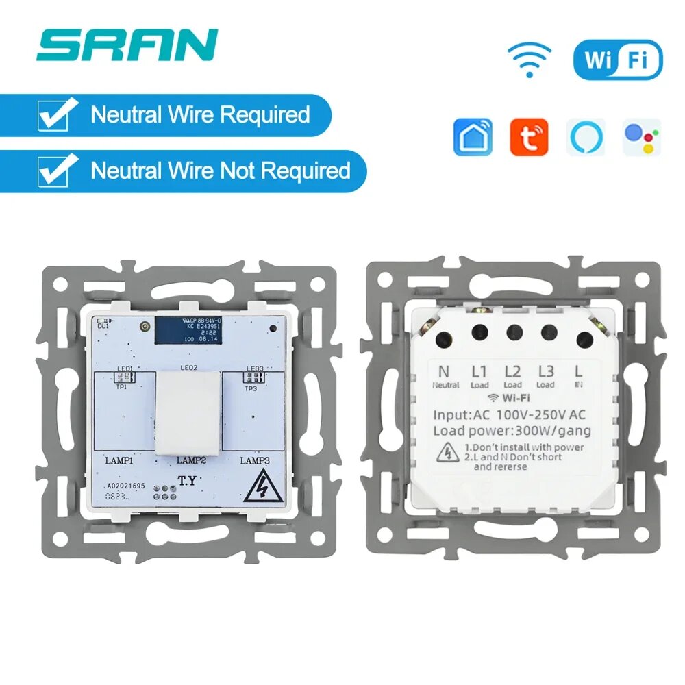 SRAN F6 серия, белый, сенсорный переключатель 1gang WiFi touch