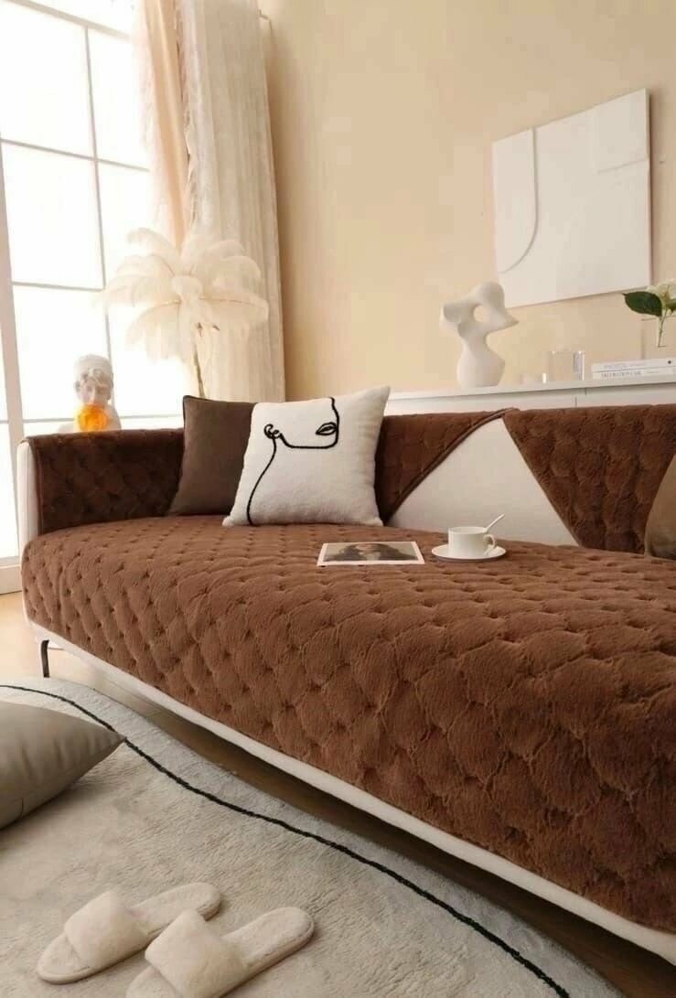 Дивандек накидка на диван и кресла кролик, на кожаный диван, угловой диван.