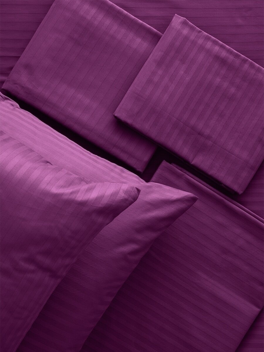 Две наволочки 50х70 (2 шт.) Страйп-сатин Черника, 100% хлопок