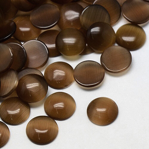 Кабошон стеклянный, 18мм, кошачий глаз (имитация), коричневый, 5 шт.
