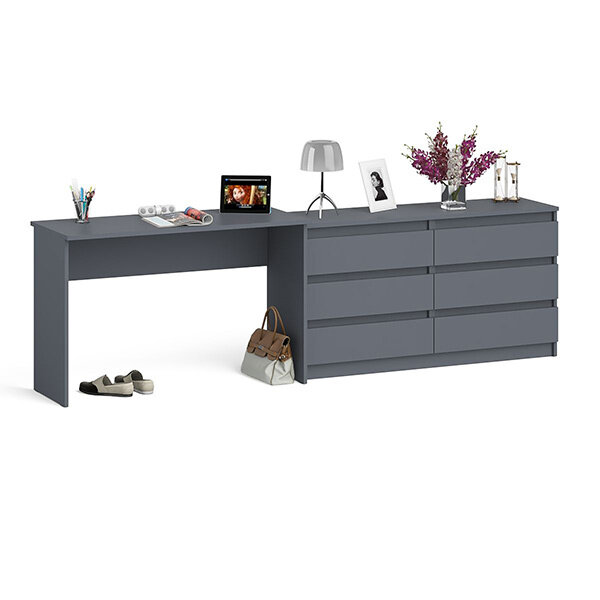 Стол письменный Мори МСП1200.1 + Комод МК1380.6, цвет графит