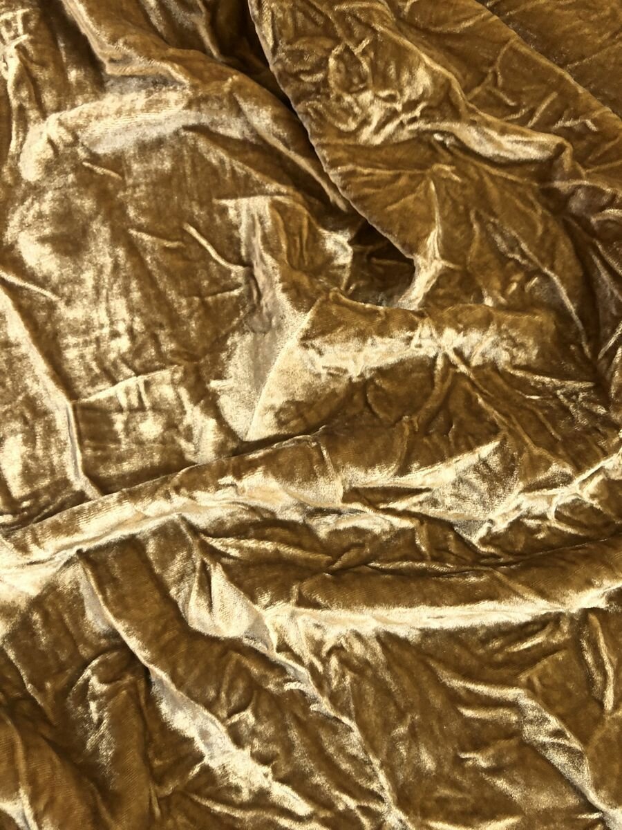 Ткань Бархат шёлковый рыжий с эффектом заломов, 1,20 метра, Италия