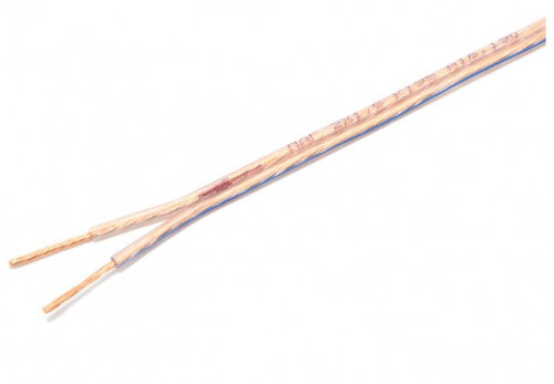 Кабель акустический Power Cube , 2*1,5, Hi-Fi, 100M, прозрачный с син. пол. на катушке, медные жилы