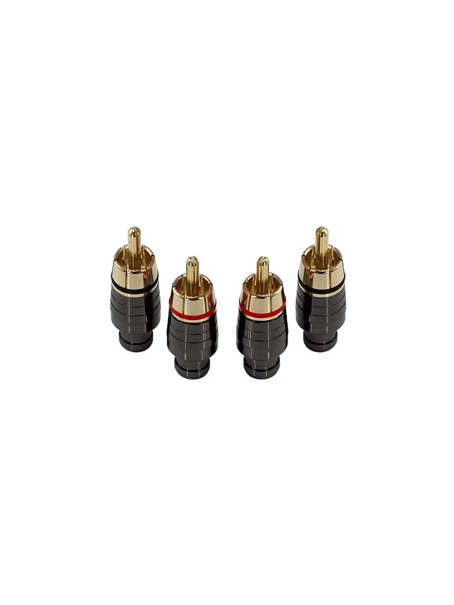 RCA - коннектор для кабеля до 6 мм, 2 красных + 2 черных, блистер, AurA RCA-P604