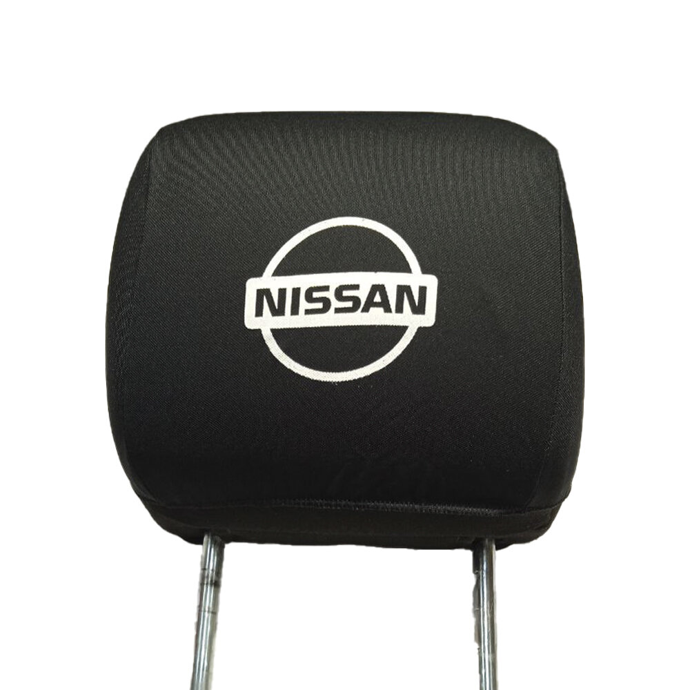 Чехлы на подголовник с логотипом Nissan / Ниссан (2 шт.) , Черные