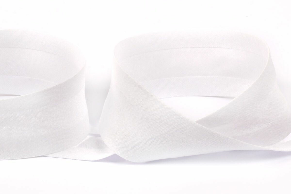 Косая бейка Х/Б "Gamma" GK-40C 40 мм 25 м 1 м белый №001