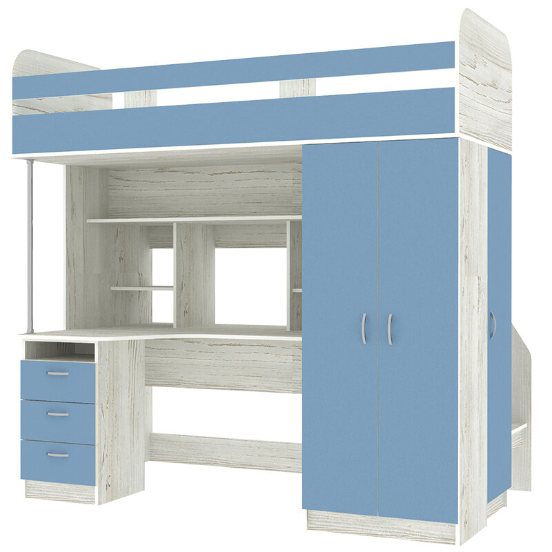 Кровать чердак Аракс Винтерберг Светло Синий/Голубой