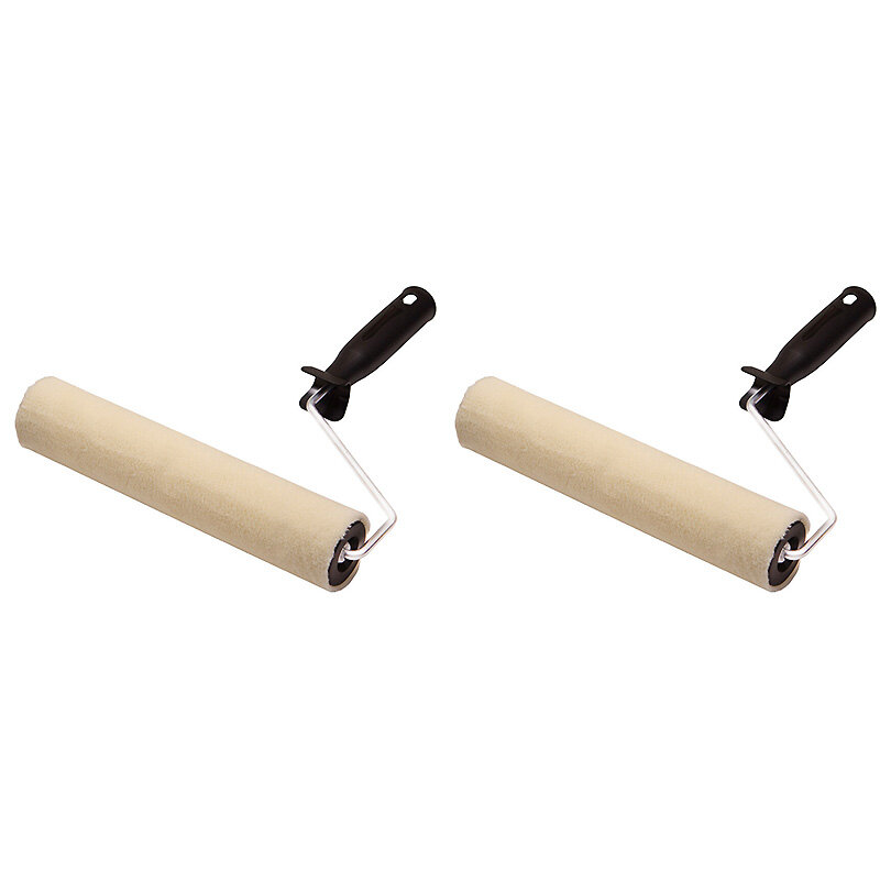 Валик малярный велюр 250 мм стержень 6 мм d42 мм ворс 5 мм для алкидной основы с ручкой (2 шт.)