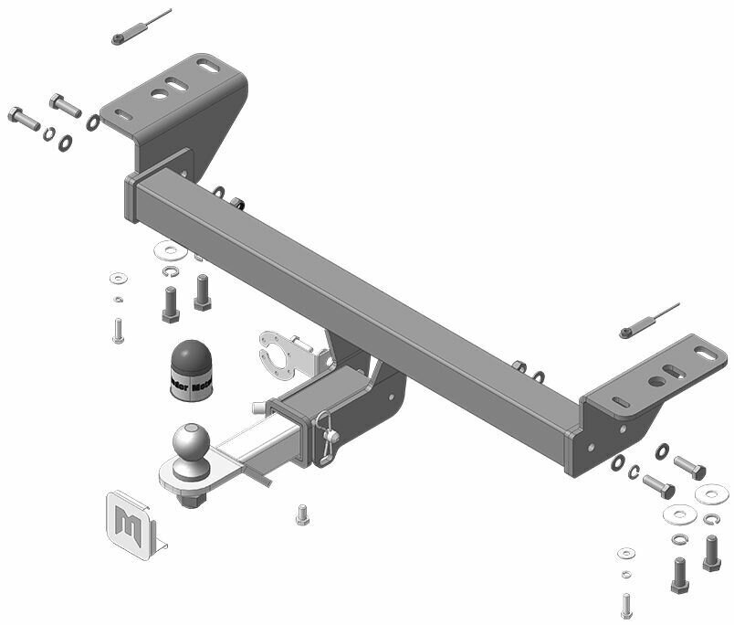 Фаркоп Haval Jolion 2021- съемное крепление шара под американский квадрат, (без электрики, паспорт и сертификат в комплекте) Motodor.93108-E